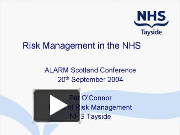 Risk Management in the NHS presentation | free to view