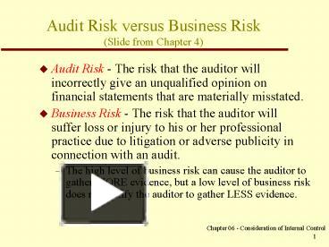 Audit Risk versus Business Risk Slide from Chapter 4 presentation ...