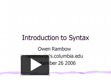 PPT – Introduction to Syntax PowerPoint presentation | free to download ...