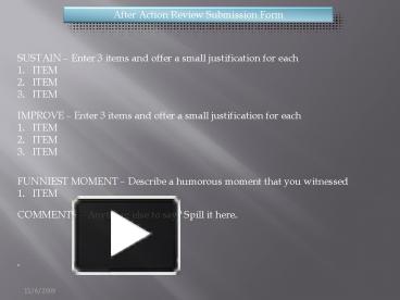 After Action Review Submission Form presentation | free to view