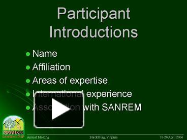 PPT – Participant Introductions PowerPoint presentation | free to view ...