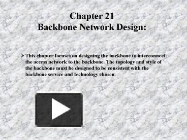 Chapter 21 Backbone Network Design: presentation | free to view