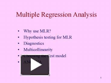 Multiple Regression Analysis presentation | free to view
