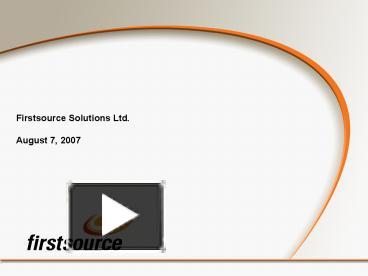 Firstsource Solutions Ltd. presentation | free to view