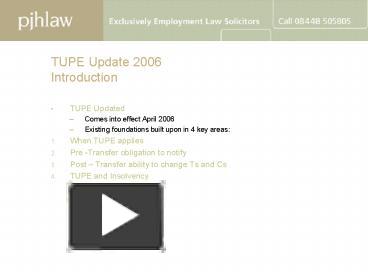 TUPE Update 2006 Introduction presentation | free to view