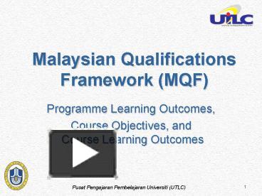 Malaysian Qualifications Framework MQF presentation | free to view
