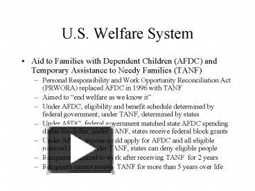 PPT – U'S' Welfare System PowerPoint presentation | free to download ...