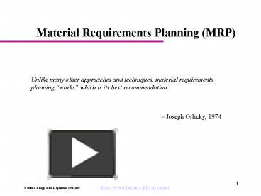 Material Requirements Planning presentation | free to view