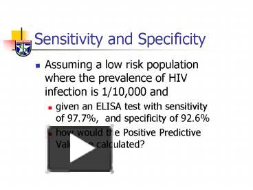 PPT – Sensitivity and Specificity PowerPoint presentation | free to ...