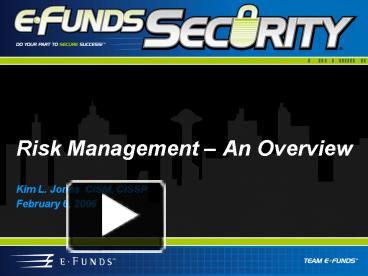 PPT – Risk Management An Overview PowerPoint presentation | free to ...