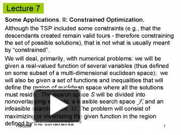 PPT – Some Applications' II: Constrained Optimization' PowerPoint ...