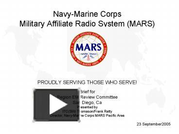 NavyMarine Corps Military Affiliate Radio System MARS PROUDLY SERVING ...