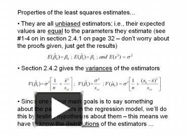 PPT – Properties of the least squares estimates... PowerPoint ...
