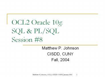 OCL2 Oracle 10g: SQL presentation | free to download
