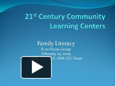 PPT – 21st Century Community Learning Centers PowerPoint presentation ...
