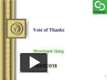 Vote of Thanks presentation | free to download