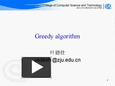 Greedy algorithm presentation | free to view