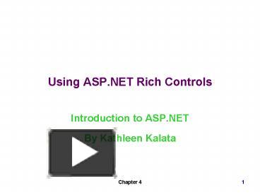 Using ASP'NET Rich Controls presentation | free to view