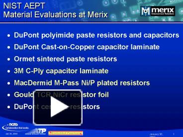 DuPont polyimide paste resistors and capacitors presentation | free to view