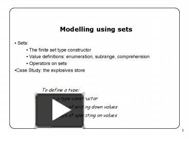 PPT – Modelling using sets PowerPoint presentation | free to view - id ...
