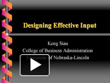 Designing Effective Input presentation | free to view
