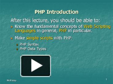 PHP Introduction presentation | free to download