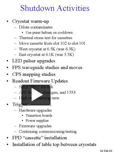 Shutdown Activities presentation | free to view
