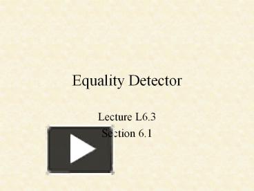 Equality Detector presentation | free to view