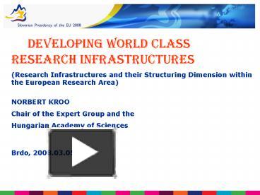 PPT – DEVELOPING WORLD CLASS RESEARCH INFRASTRUCTURES PowerPoint ...