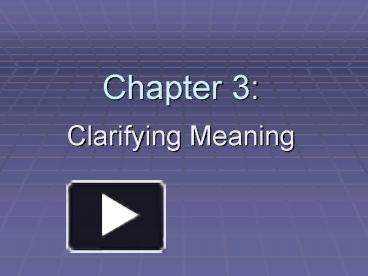Clarifying Meaning presentation | free to view