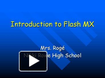 Introduction to Flash MX presentation | free to view
