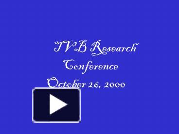 TVB Research presentation | free to view