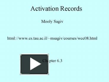 PPT – Activation Records PowerPoint presentation | free to download ...