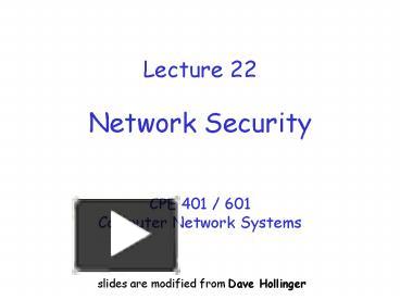 PPT – Lecture 22 Network Security PowerPoint presentation | free to ...