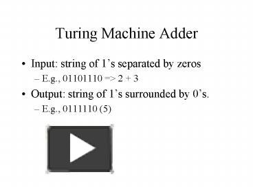 PPT – Turing Machine Adder PowerPoint presentation | free to view - id ...