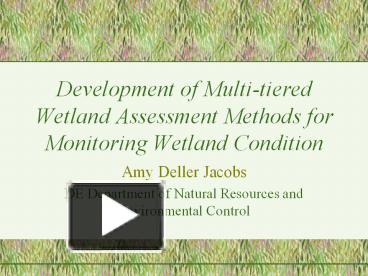 Development of Multi-tiered Wetland Assessment Methods for Monitoring ...