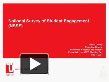 PPT – National Survey of Student Engagement NSSE PowerPoint ...