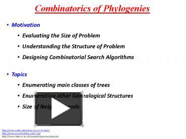 PPT – Combinatorics of Phylogenies PowerPoint presentation | free to ...
