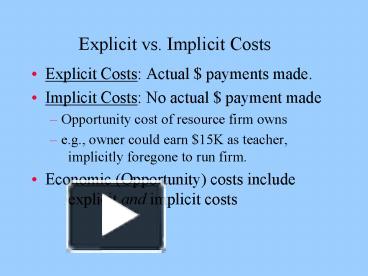 Explicit vs' Implicit Costs presentation | free to view