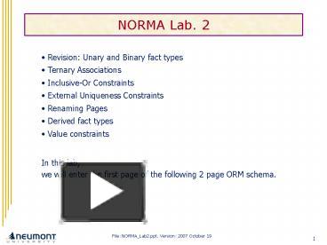 NORMA Lab' 2 presentation | free to view