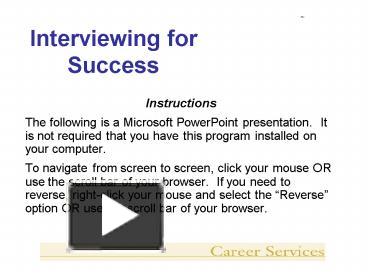 PPT – Interviewing for Success PowerPoint presentation | free to view ...