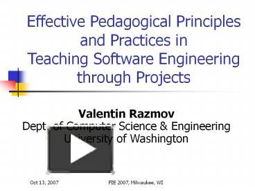 Effective Pedagogical Principles and Practices in Teaching Software ...
