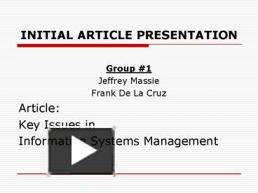 PPT – INITIAL ARTICLE PRESENTATION PowerPoint presentation | free to ...