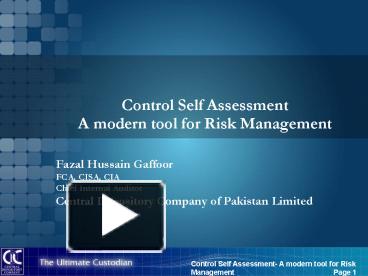 PPT – Control Self Assessment A modern tool for Risk Management Page 1 ...