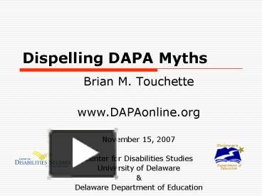 PPT – Dispelling DAPA Myths PowerPoint presentation | free to view - id ...