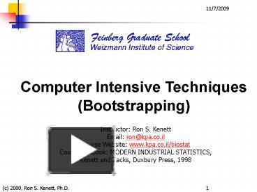 PPT – Computer Intensive Techniques PowerPoint presentation | free to ...