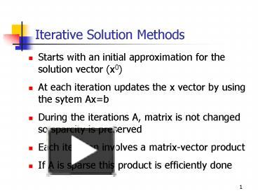 Iterative Solution Methods presentation | free to view