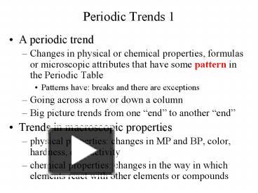 PPT – Periodic Trends 1 PowerPoint presentation | free to view - id ...