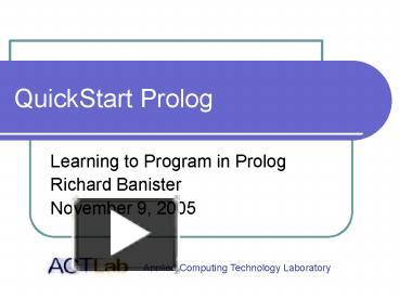 PPT – QuickStart Prolog PowerPoint presentation | free to download - id ...