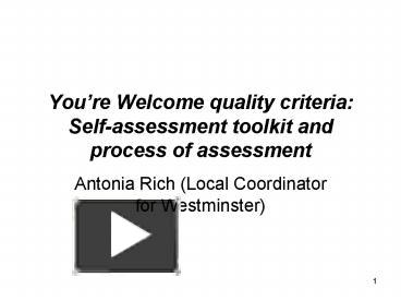 PPT – Youre Welcome quality criteria: Selfassessment toolkit and ...
